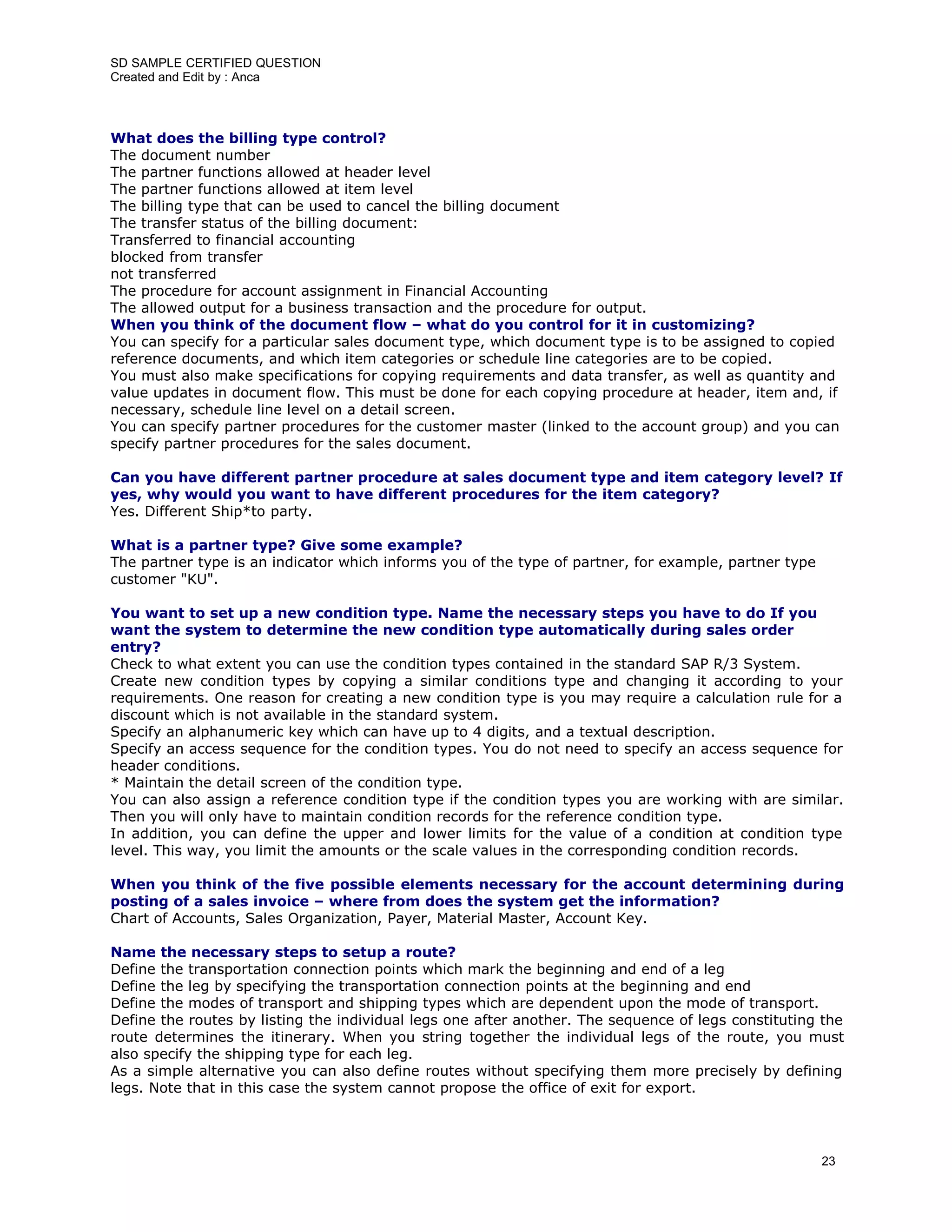 Sap Sd Sample Questions | PDF