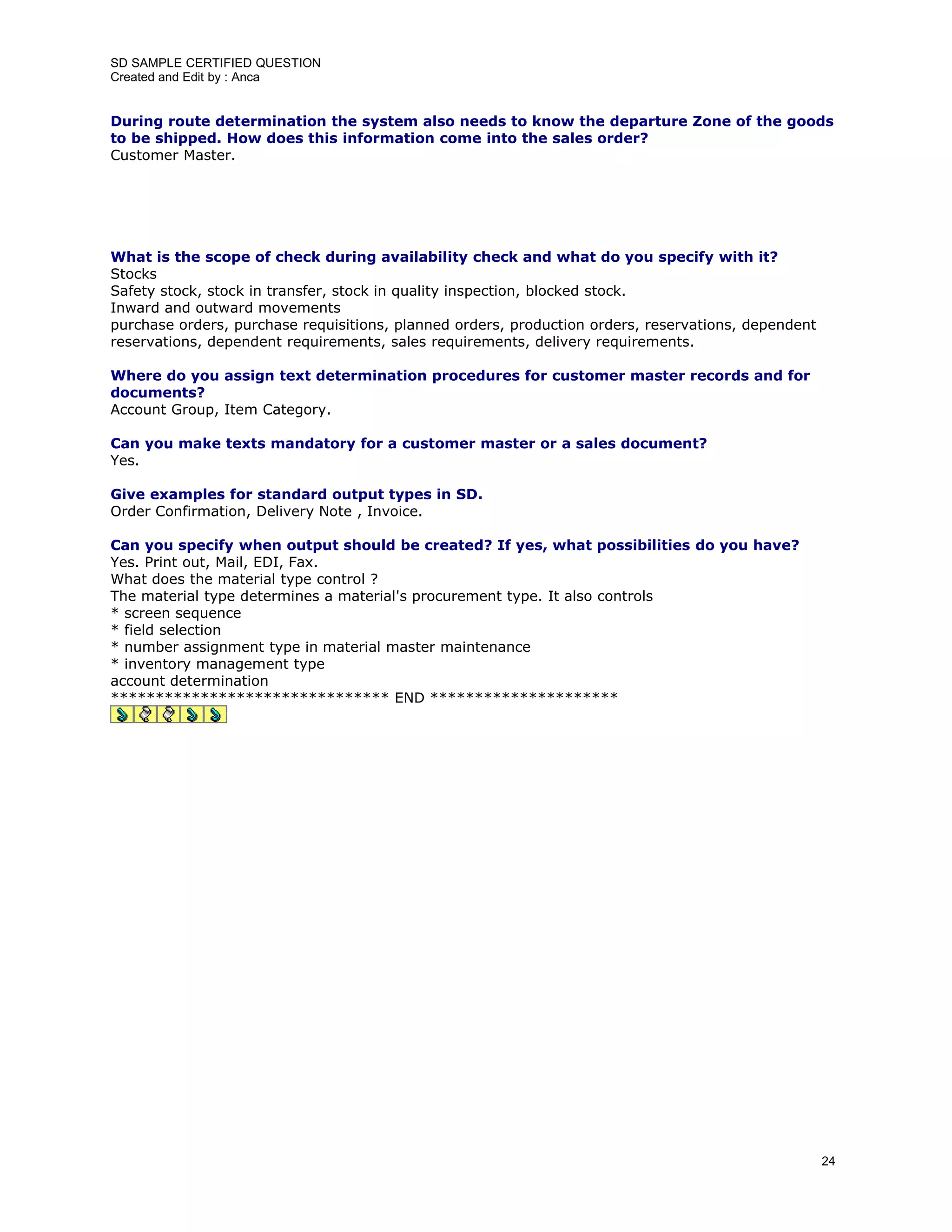 Sap Sd Sample Questions | PDF