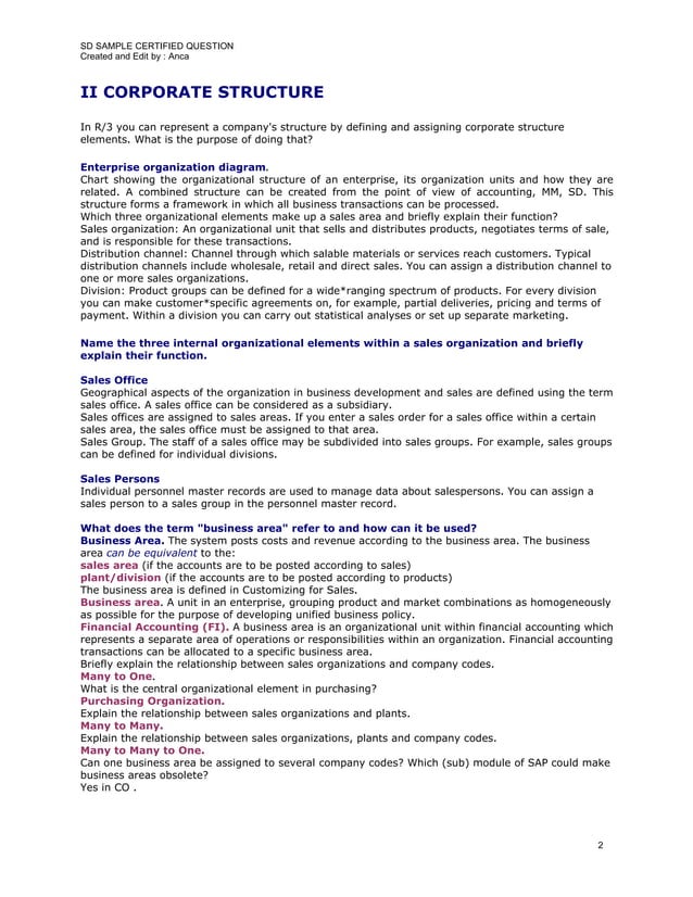 Sap Sd Sample Questions | PDF