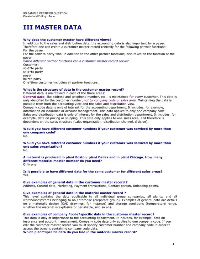 Sap Sd Sample Questions | PDF