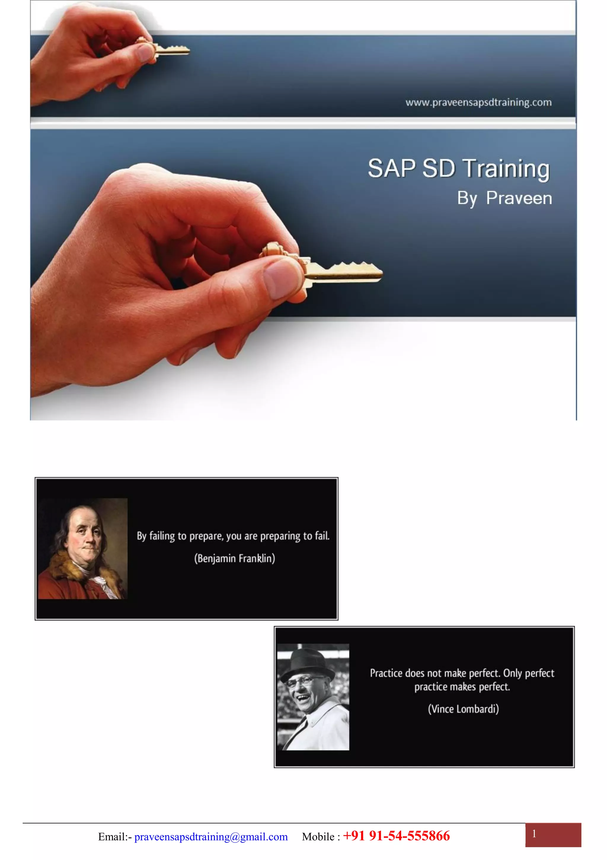 SAP SD Training | SAP SD Configuration Guide | SAP SD Study Material | PDF