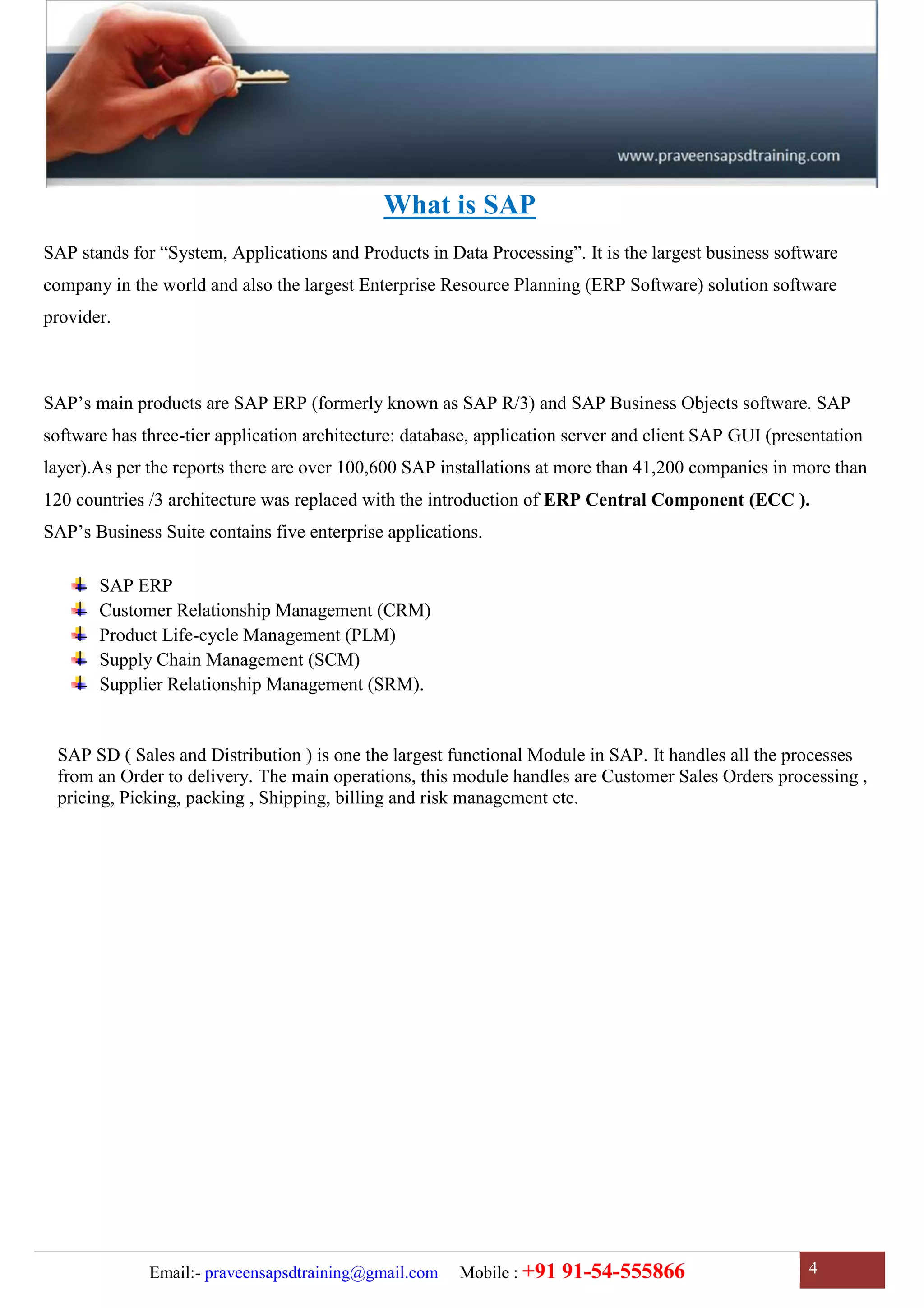 SAP SD Training | SAP SD Configuration Guide | SAP SD Study Material | PDF