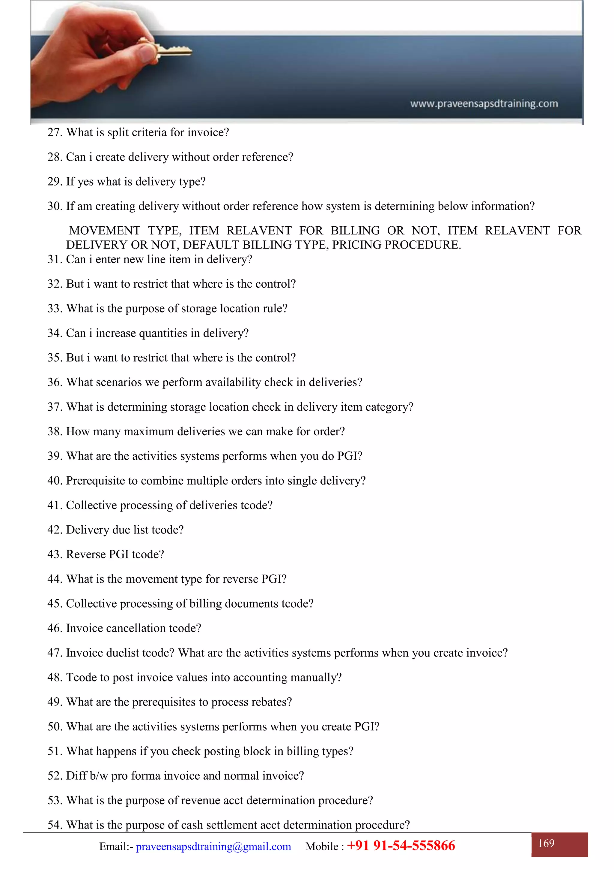 SAP SD Training | SAP SD Configuration Guide | SAP SD Study Material | PDF