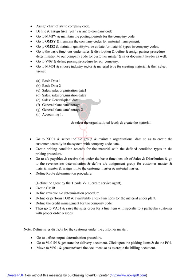 SAP SD Notes | PDF | Logistics | Business