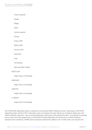 Sap security tasks | PDF