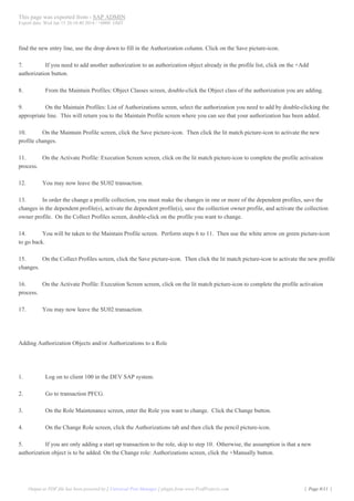 Sap security tasks | PDF