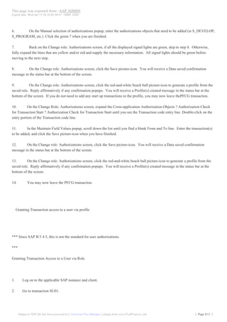 Sap security tasks | PDF