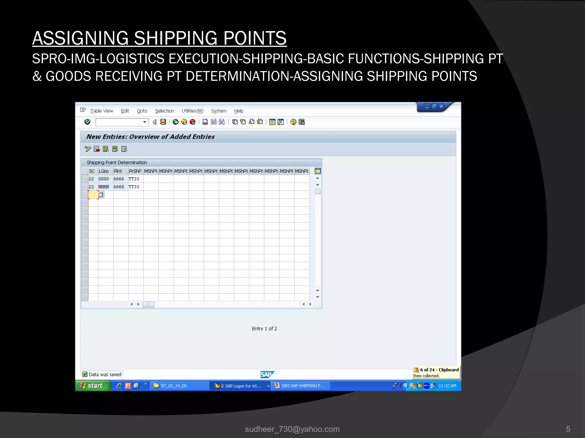 Sap shipping point determination | PPT