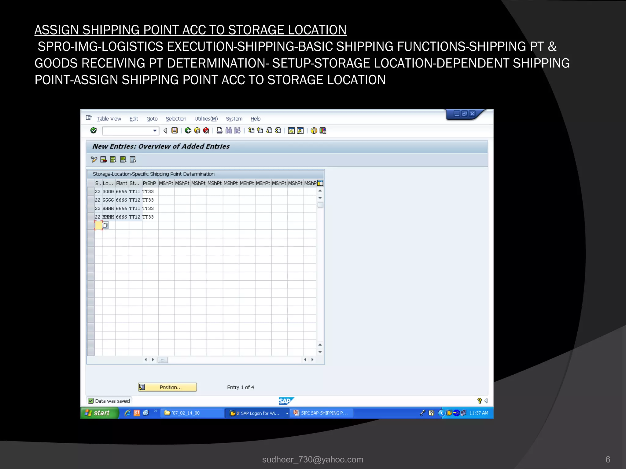Sap shipping point determination | PPT
