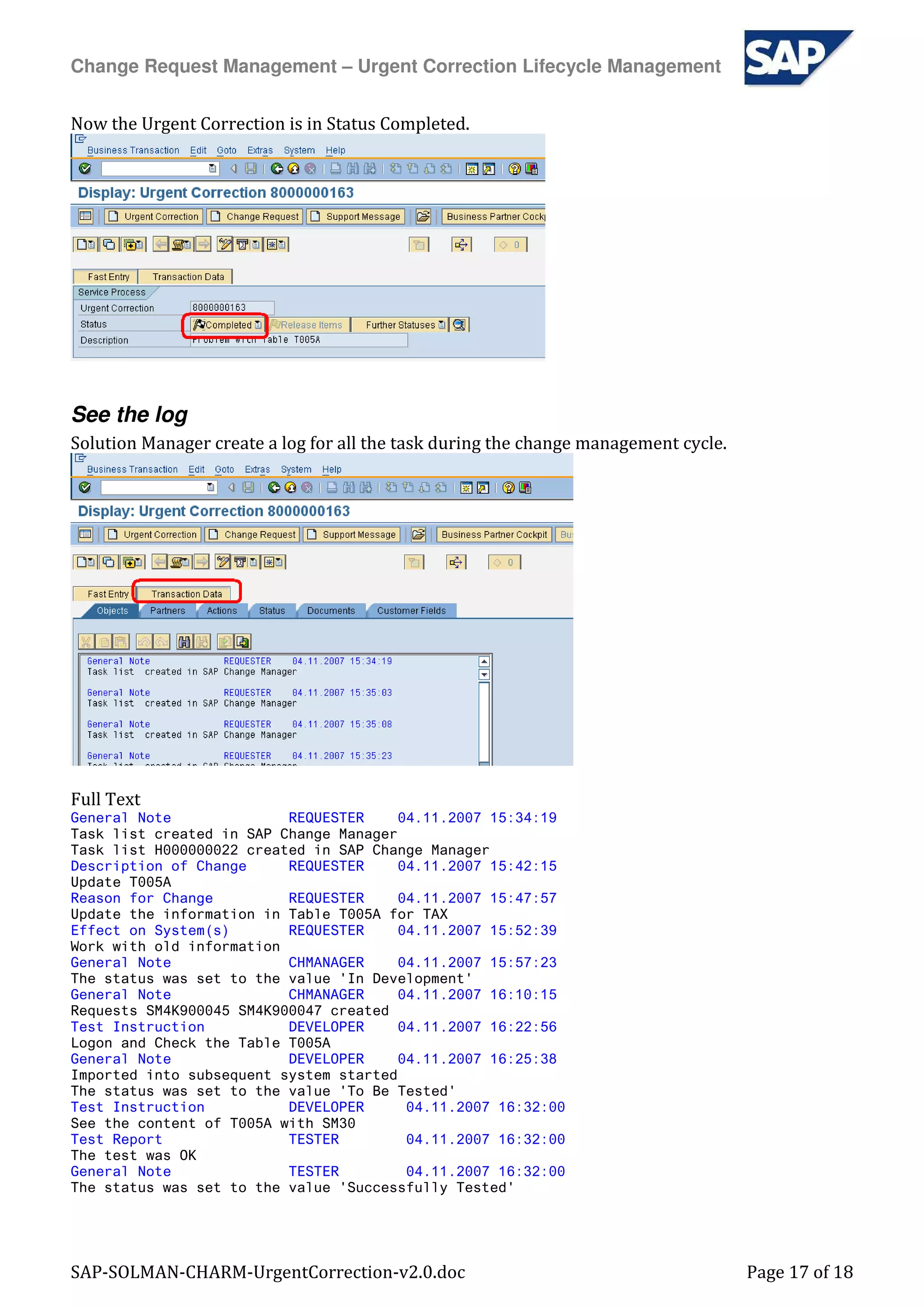 SAP-SOLMAN-CHARM-UrgentCorrection-v2 | PDF
