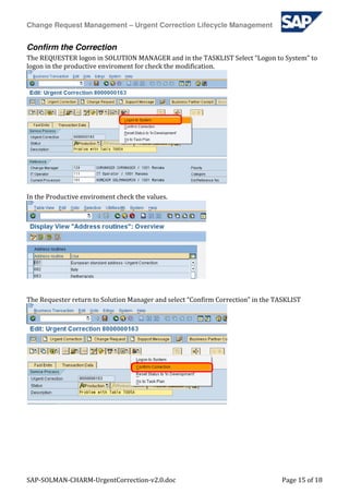 SAP-SOLMAN-CHARM-UrgentCorrection-v2 | PDF