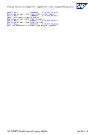 SAP-SOLMAN-CHARM-UrgentCorrection-v2 | PDF