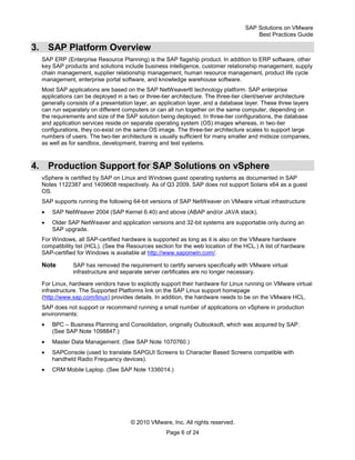 SAP Solution On VMware - Best Practice Guide 2011 | PDF | Operating Systems | Computer Software ...