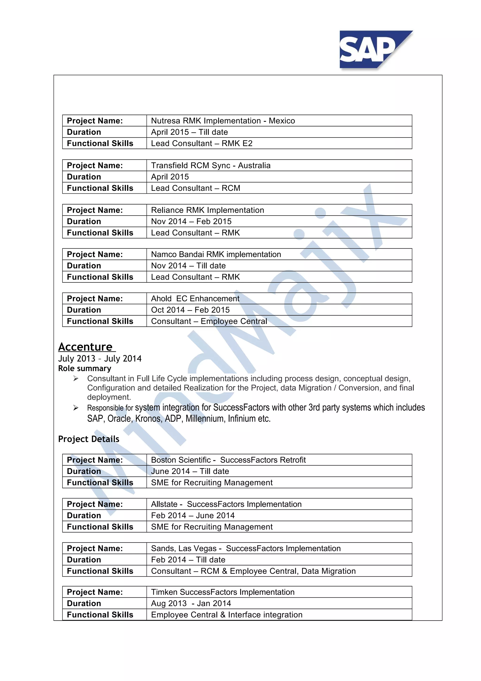 Sap success factors-sample-resume-1 | DOC