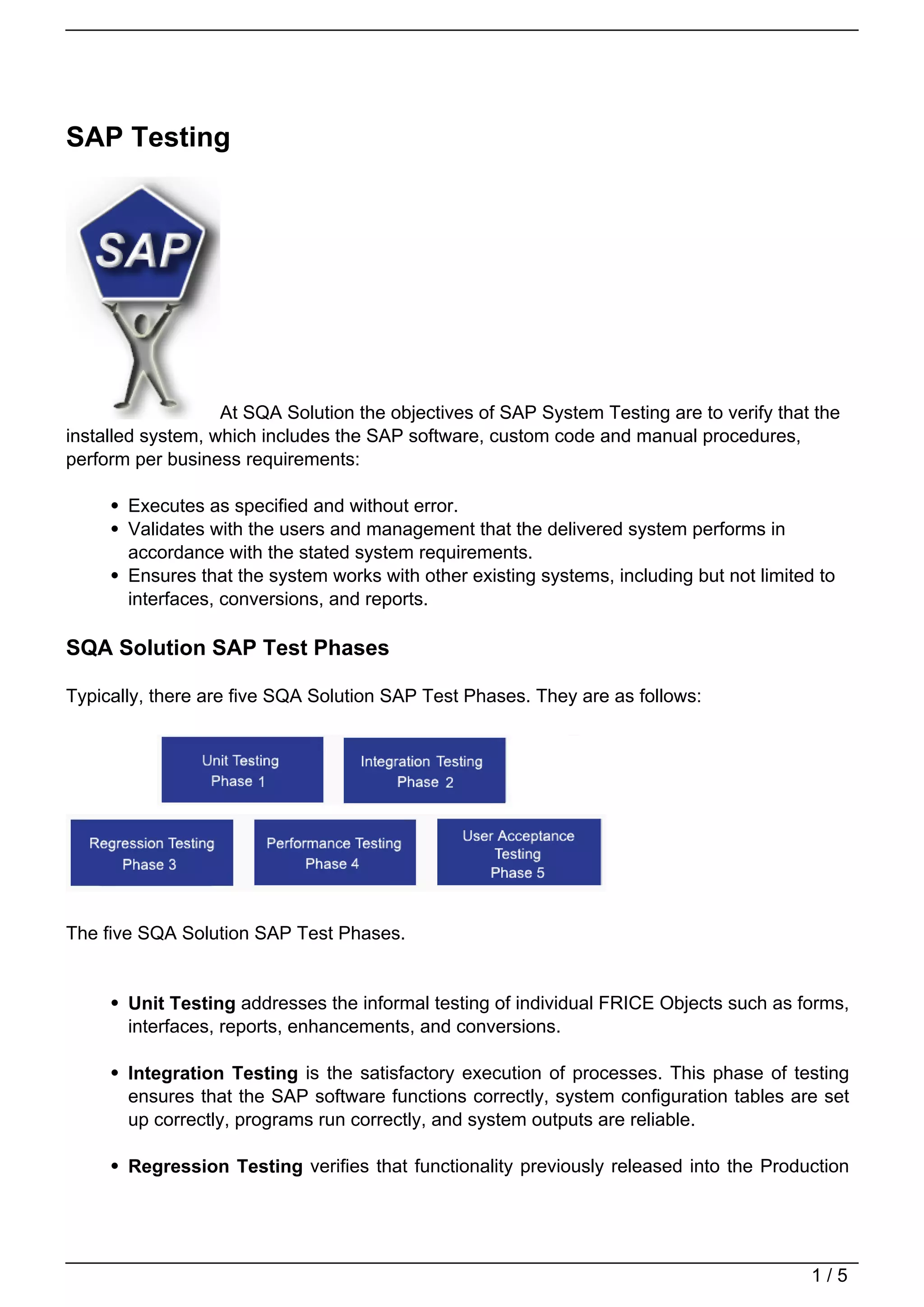 SAP Testing | PDF