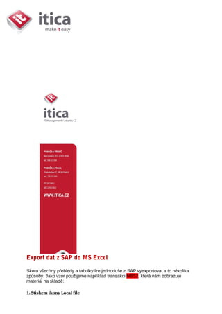 Sap00 3 - sap tabulky, queries a export dat | DOC