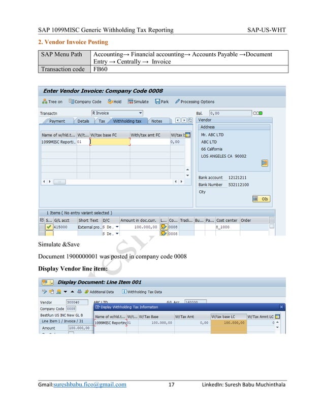 Sap 1099 misc generic withholding tax reporting | PDF