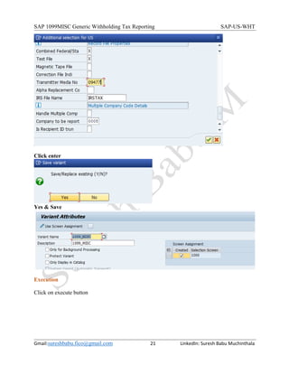 Sap 1099 misc generic withholding tax reporting | PDF