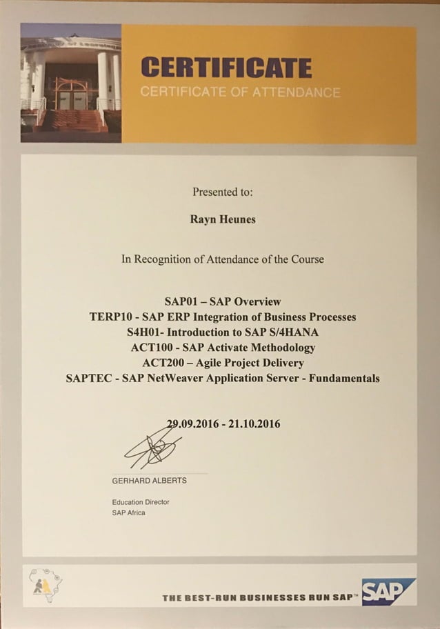 SAP Course Attendance Certificate | PDF