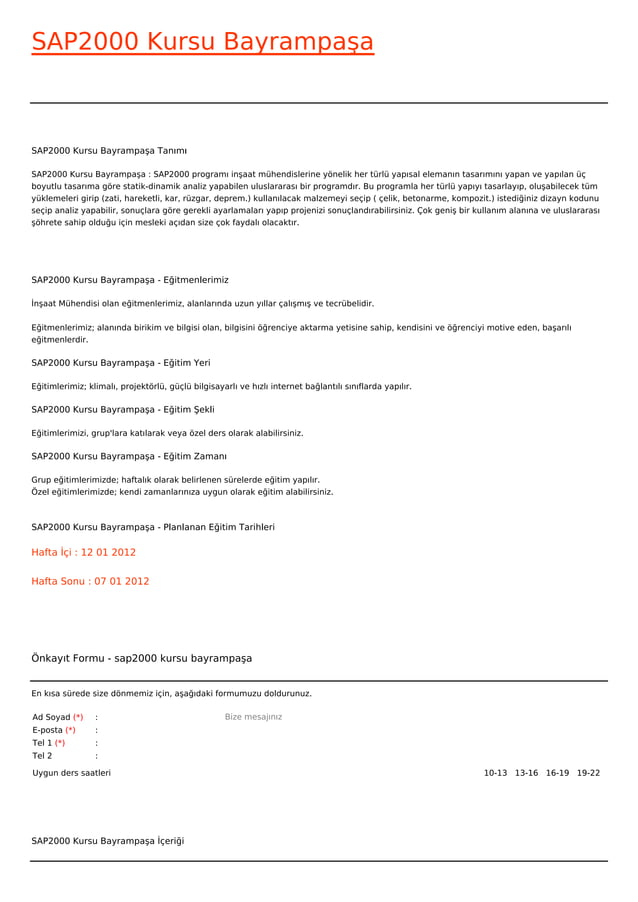 Sap2000 kursu-bayrampasa | PDF