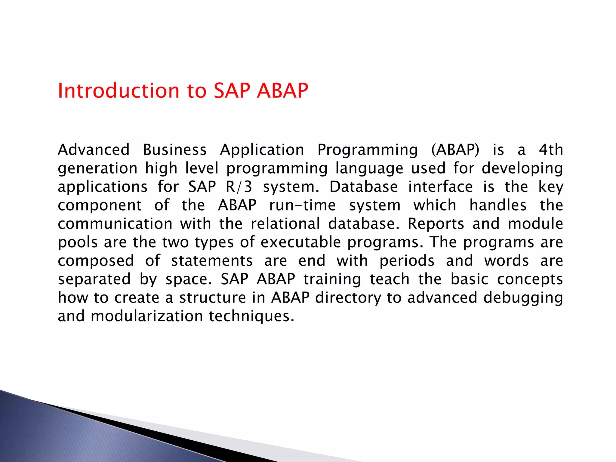 SAP ABAP Training | PPT