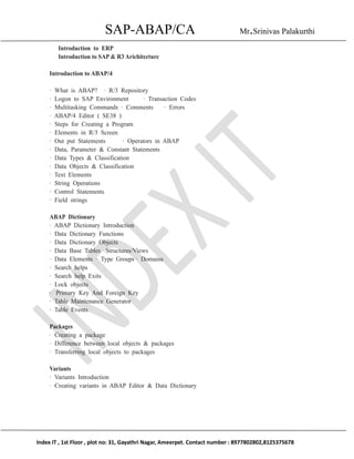 Sap Abap Course In Hyderabad | Sap Abap Training In Hyderabad | PDF