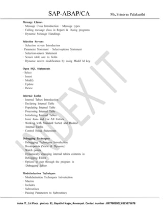 Sap Abap Course In Hyderabad | Sap Abap Training In Hyderabad | PDF