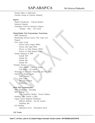 Sap Abap Course In Hyderabad | Sap Abap Training In Hyderabad | PDF