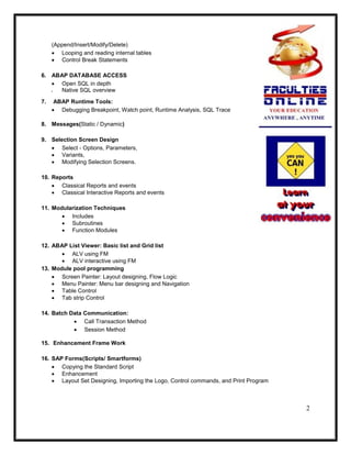 SAP ABAP Course Curriculum | PDF