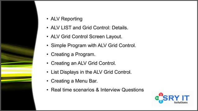 Sap Abap Course Content Ppt