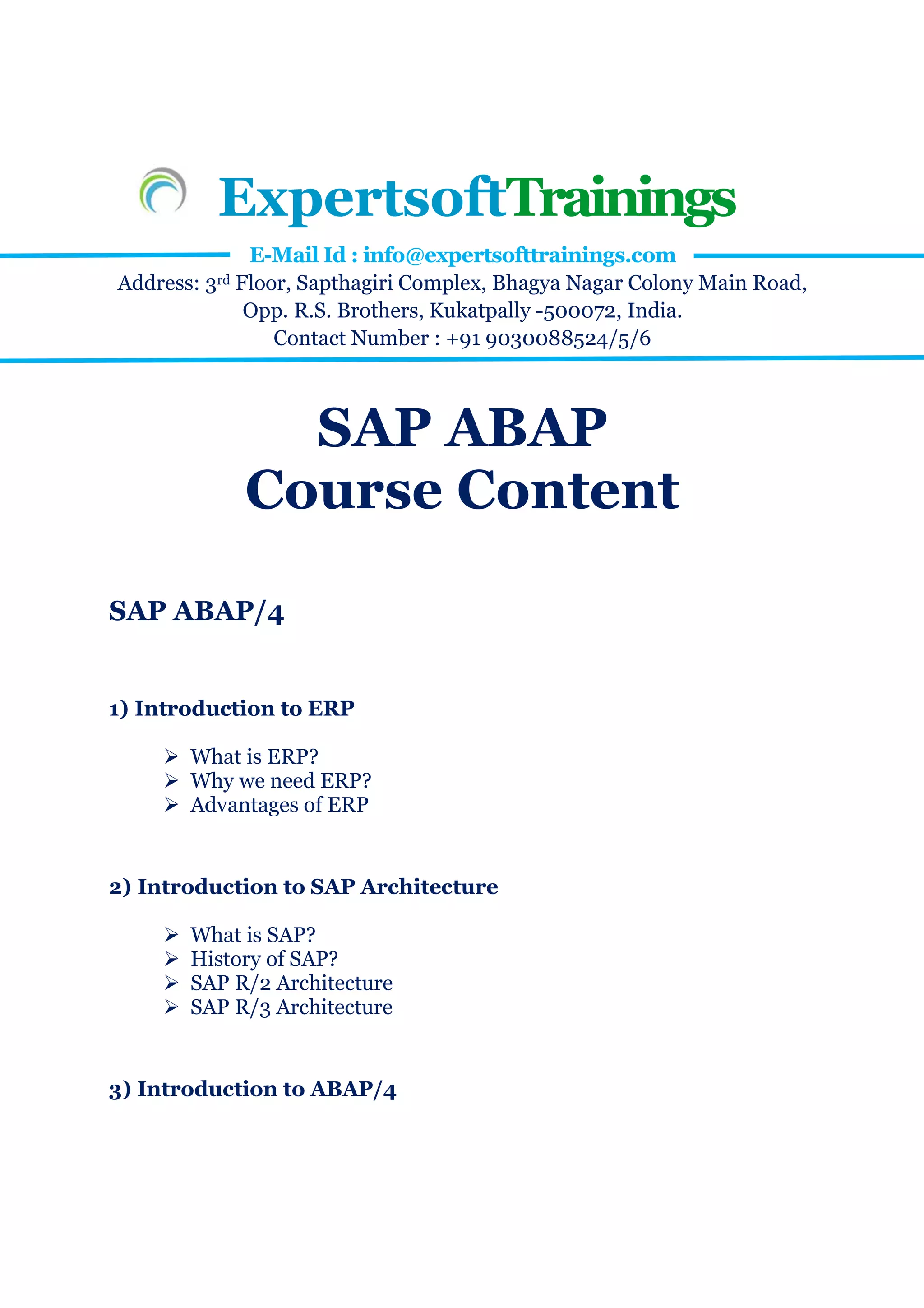 SAP ABAP 4 Online Training | SAP ABAP Training | PDF