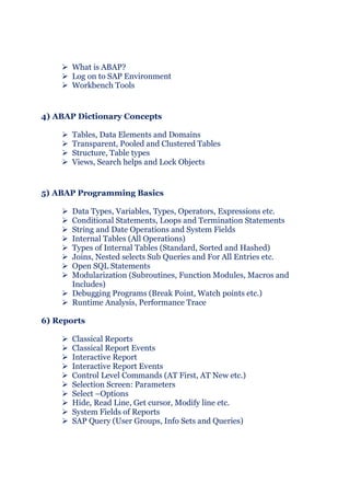 SAP ABAP 4 Online Training | SAP ABAP Training | PDF