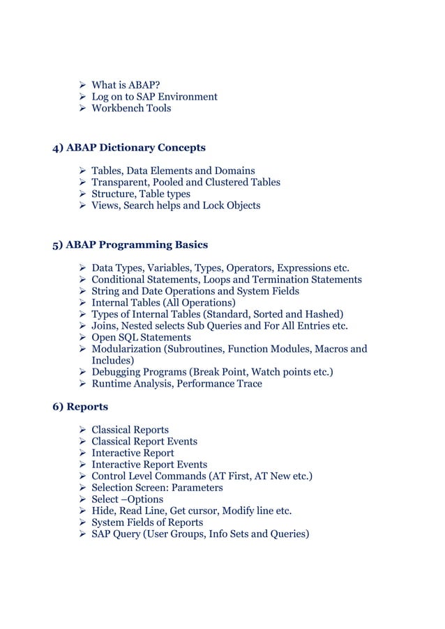 SAP ABAP 4 Online Training | SAP ABAP Training | PDF