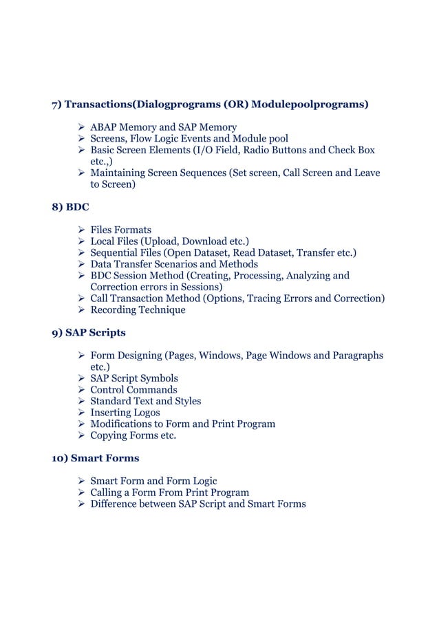 SAP ABAP 4 Online Training | SAP ABAP Training | PDF