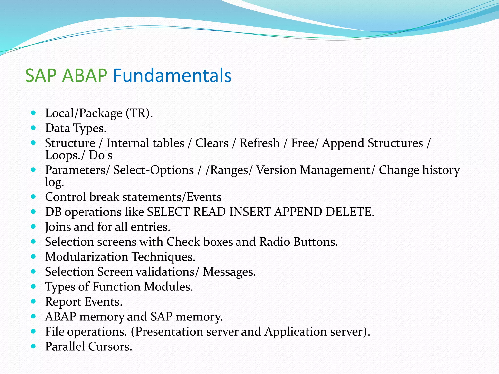 Sap abap course | PPT