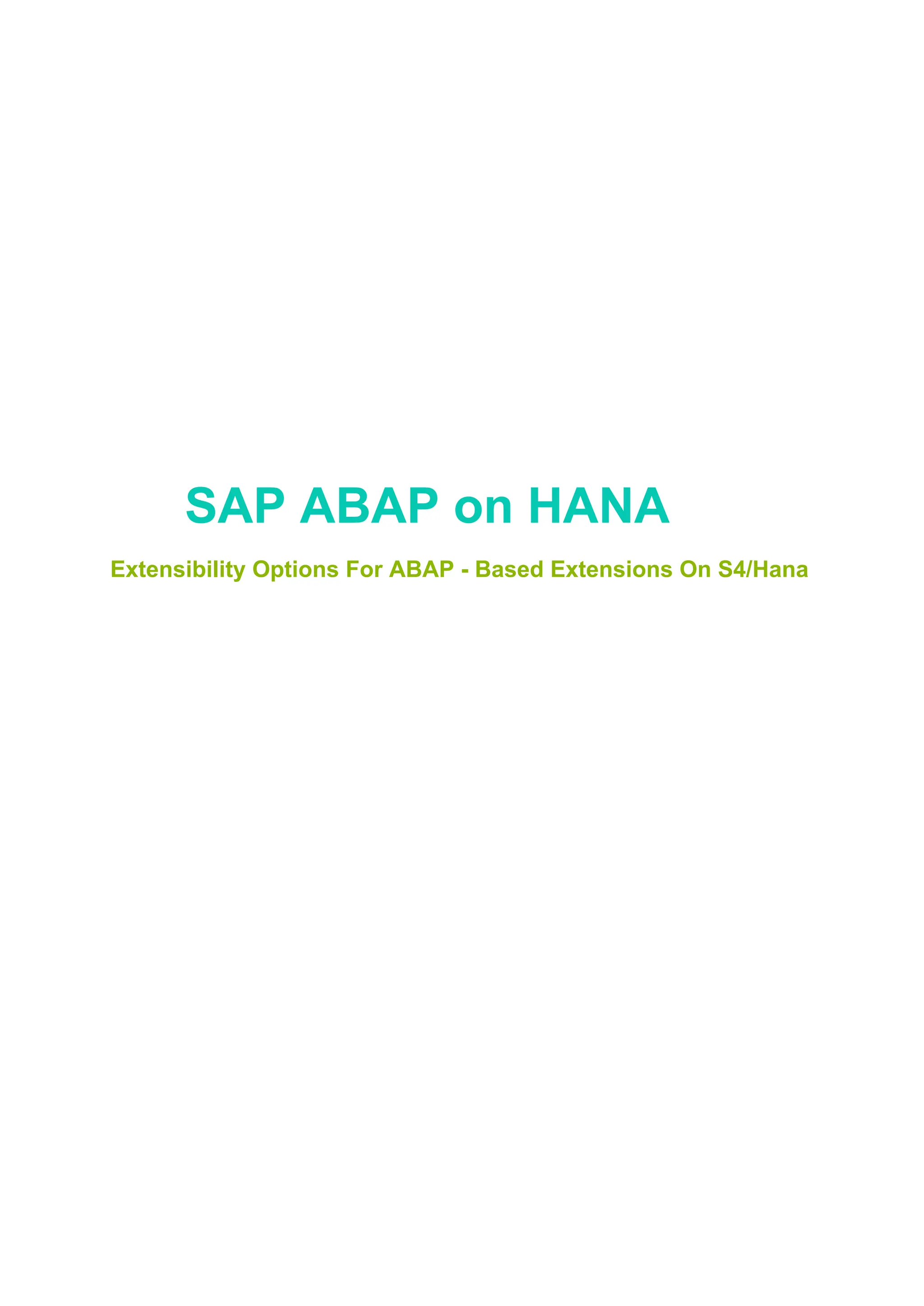 sap_hana_Book - this is a ebook on SAP ABAP on Hana. It covers all the basic concepts of SAP ...