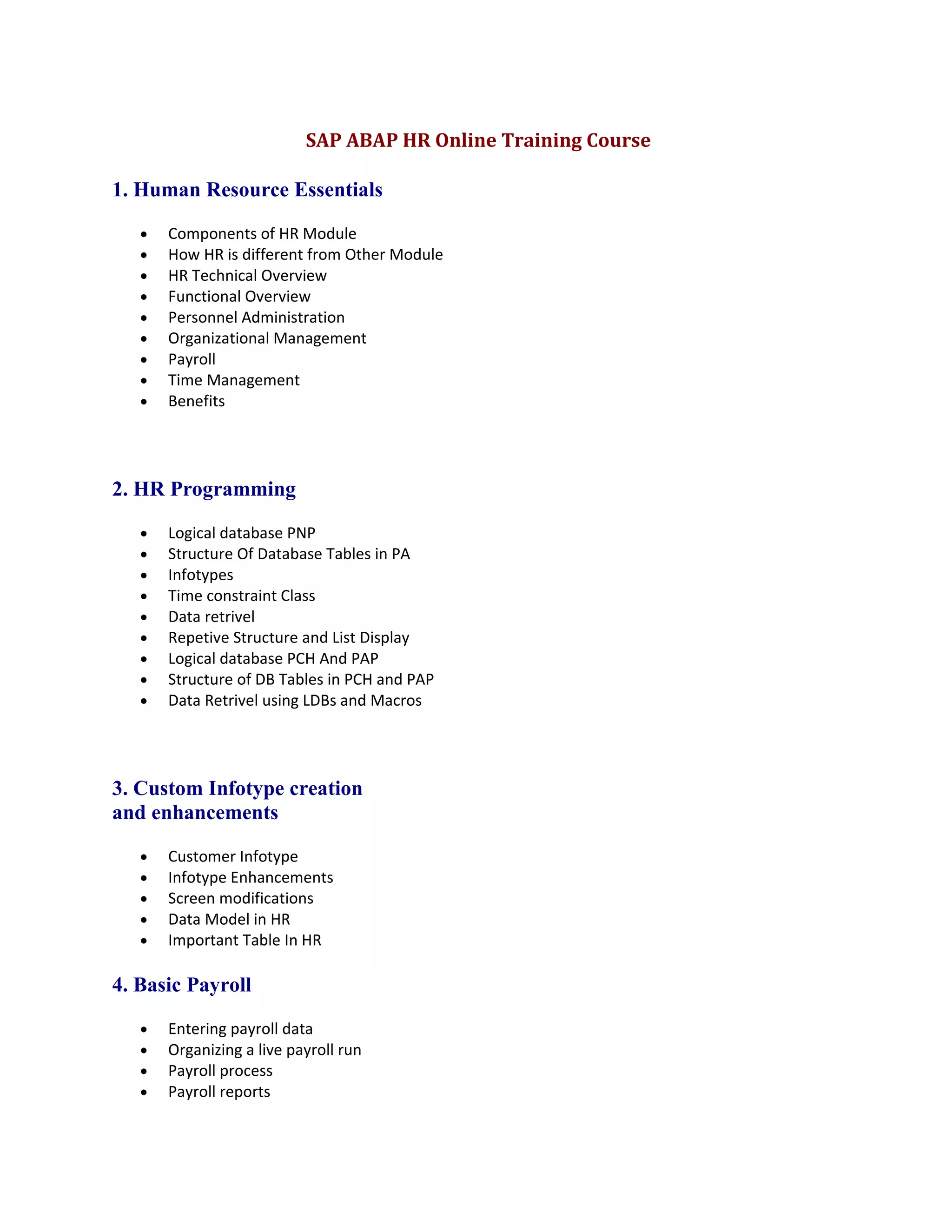 Sap abap hr online training course | DOC