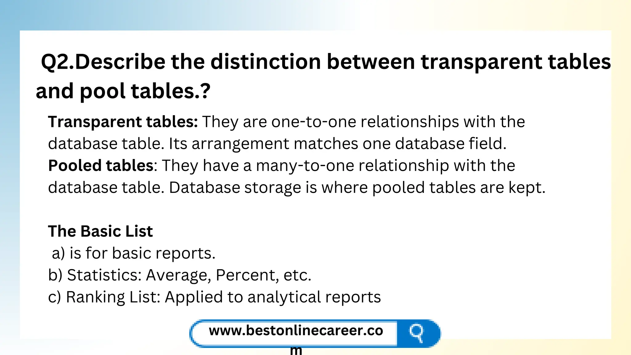SAP ABAP Interview Question.pptx | Databases | Computer Software and Applications