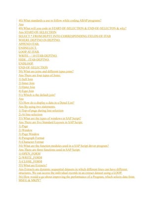 Sap abap interview questions | DOC