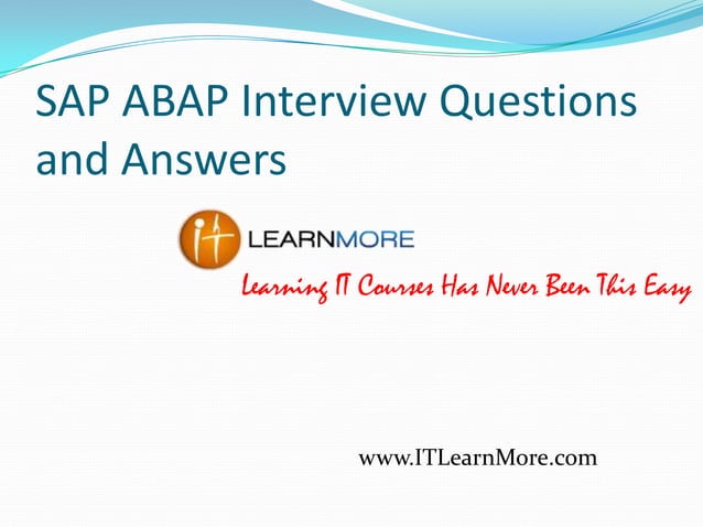 SAP ABAP Interview questions | PPT