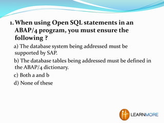 SAP ABAP Practice exam | PPT