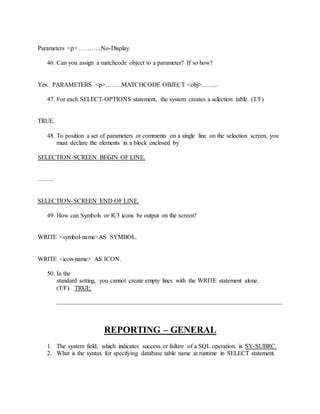 Sap abap modularization interview questions | DOCX
