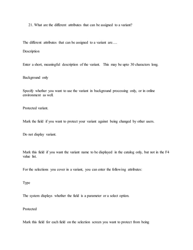 Sap abap modularization interview questions | DOCX