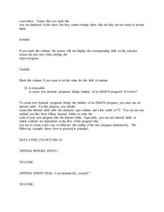 Sap abap modularization interview questions | DOCX