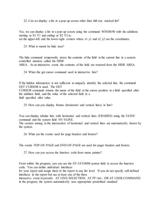 Sap abap modularization interview questions | DOCX