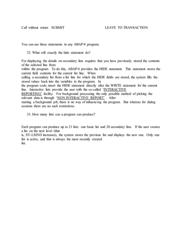 Sap Abap Modularization Interview Questions Pdf
