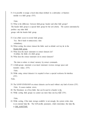 Sap abap modularization interview questions | DOCX