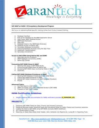 SAP Abap on Hana Training Course Content | PDF | Computer Software and Applications | Computing