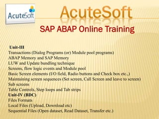 Sap abap online training | PPSX