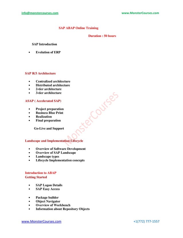 Sap abap online training | PDF